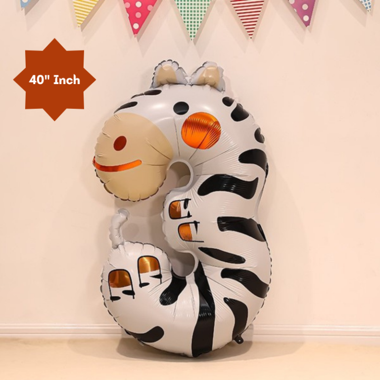 40” Inch Animal Shaped Number Foil Balloon for Birthday, Events and ...